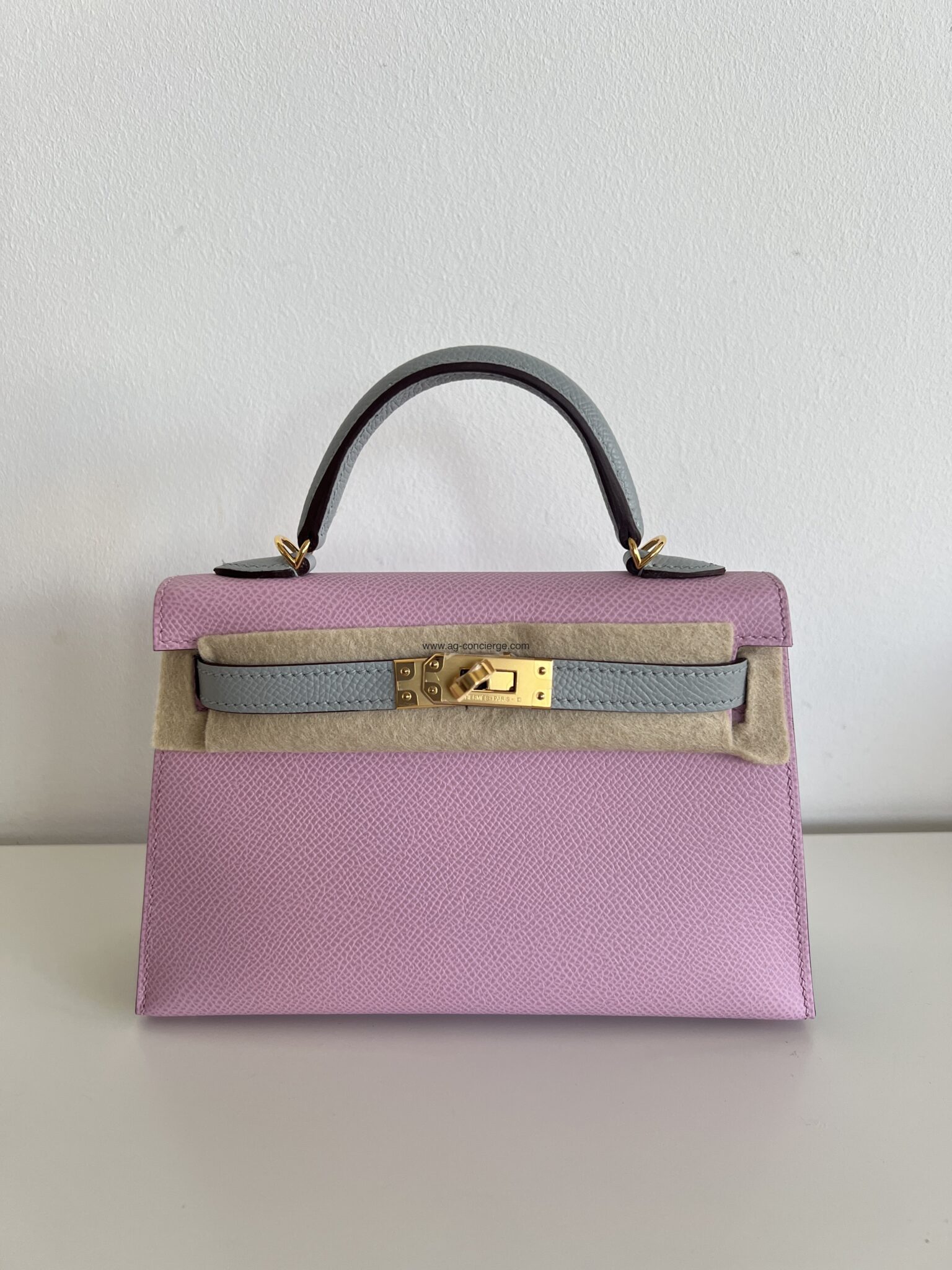 Hermès Mini Kelly 20 HSS Mauve/ Blue Glacier Epsom With Gold Hardware ...