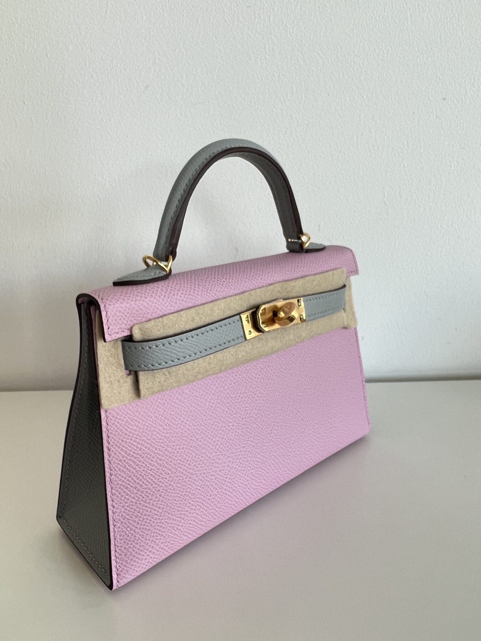 Hermès Mini Kelly 20 HSS Mauve/ Blue Glacier Epsom With Gold Hardware ...