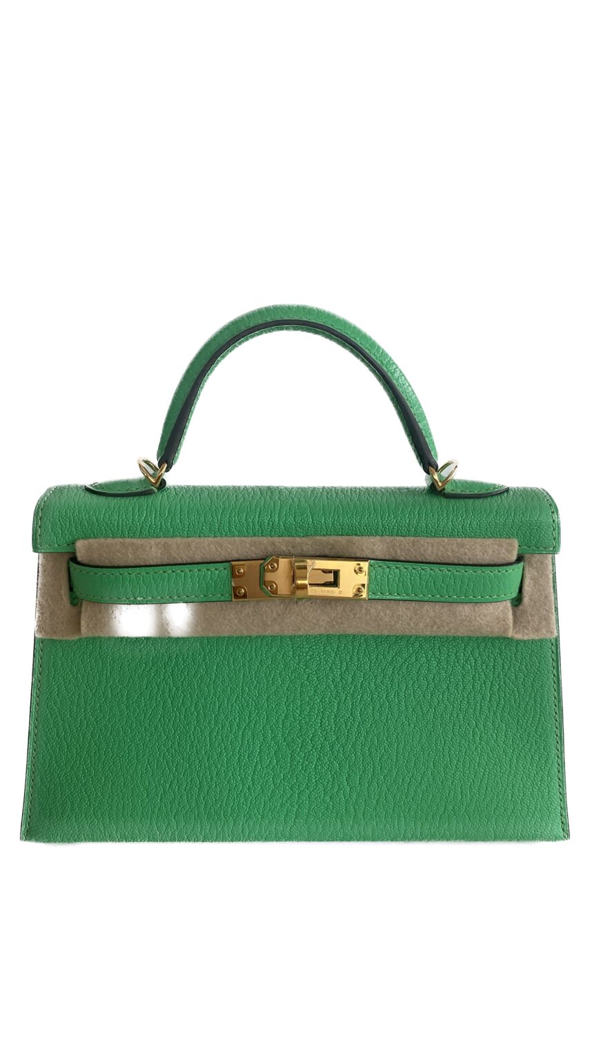 Hermès Mini Kelly 20 Vert Comics Chèvre Mysore With Gold Hardware – AG ...