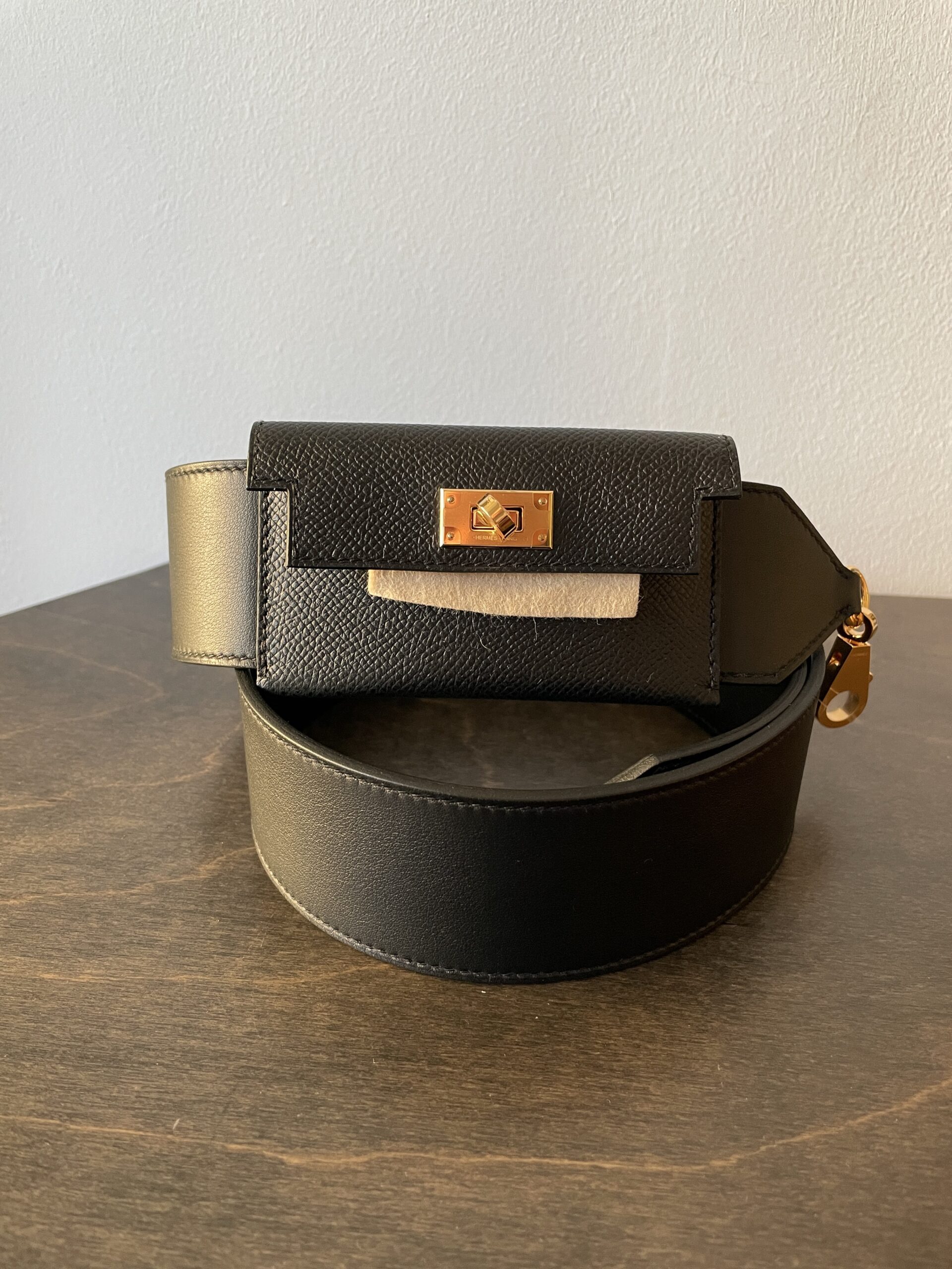 Hermès Kelly Pocket 105 cm Black/ Epsom/Swift With Gold Hardware - AG ...