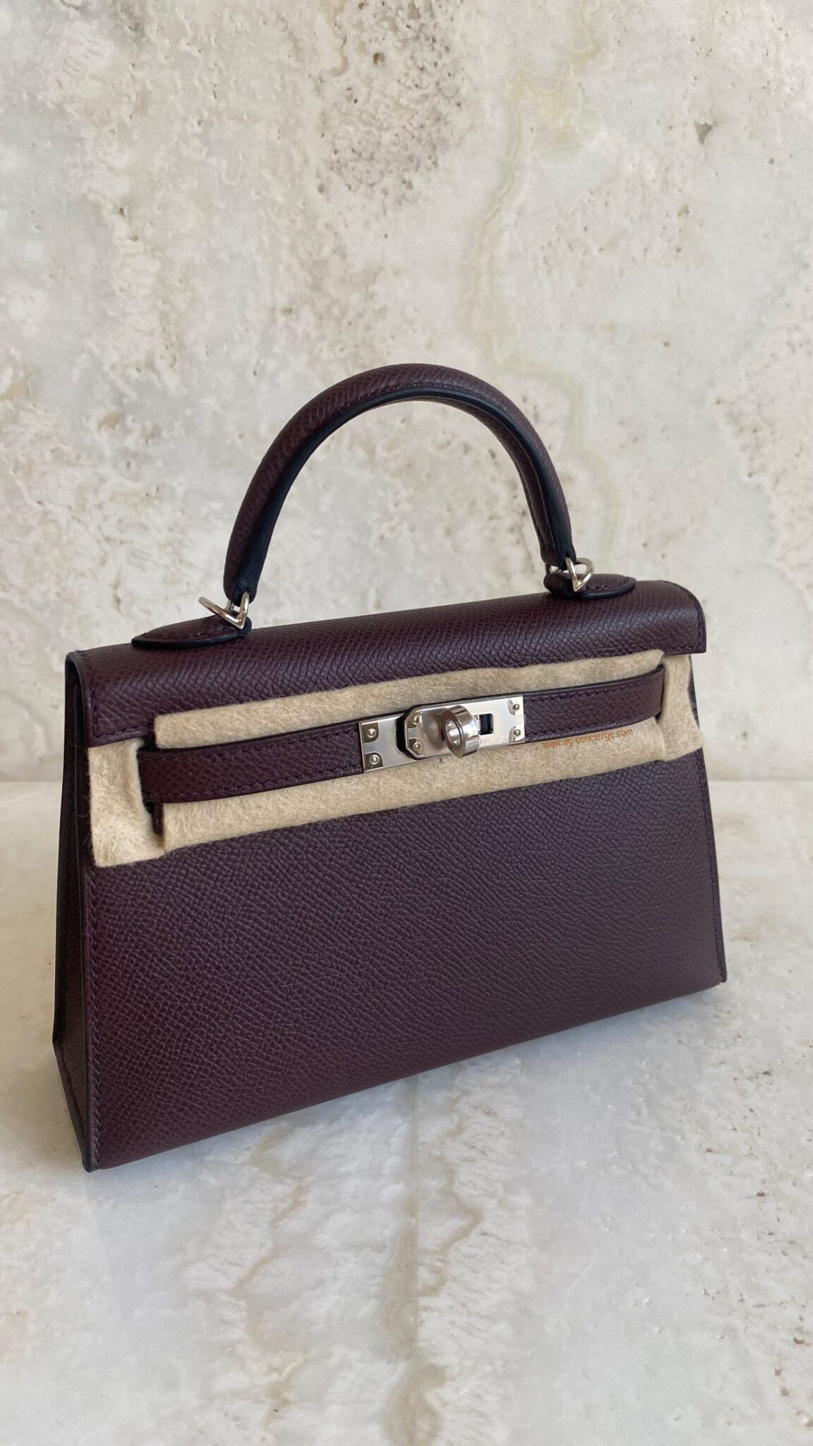 Hermès Mini Kelly 20 Bordeaux Epsom With Silver Hardware – AG Concierge ...